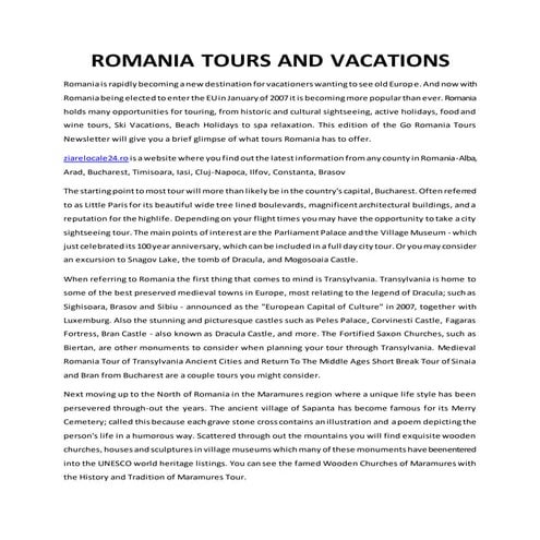 Romania trip brochure | PDF