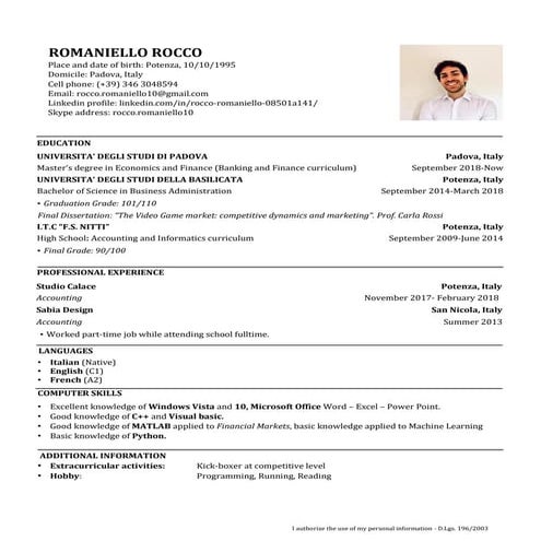Cv Rocco Romaniello | PDF