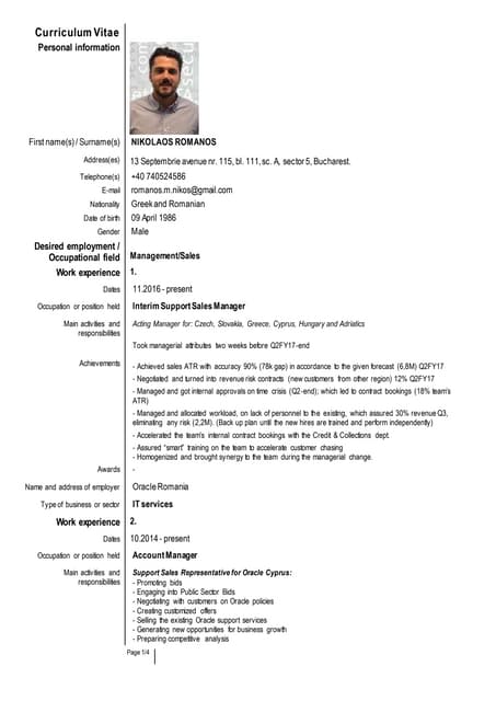 CV MIHAI POPESCU 2017 | PDF | Logistics | Business