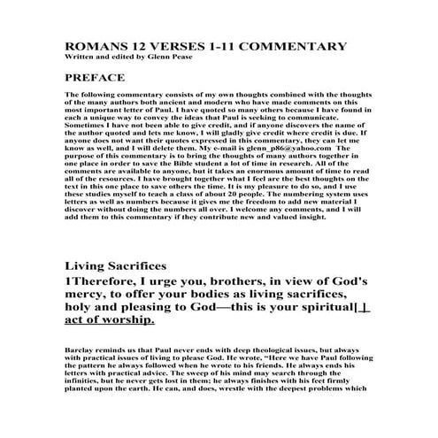 Romans 12 verses 1 11 commentary | PDF