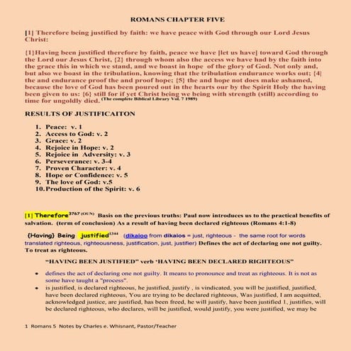 Romans 5 1 & 2 charles notes | DOCX | Christianity | Religion ...