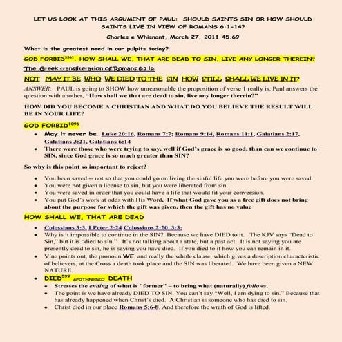 Romans 6 2 outline 03 27 11 | PDF