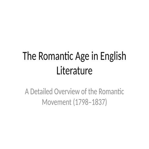 Ppt - The Romantic Age | PPTX