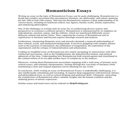 Romanticism Essays | PDF