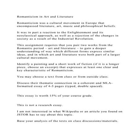 Romanticism in Art and LiteratureRomanticism was a cultural move.docx