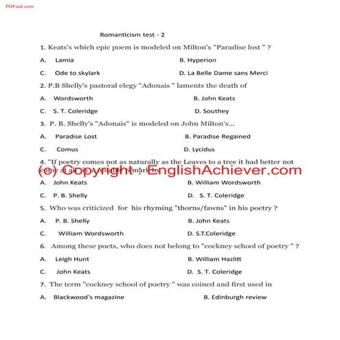 Romanticism test 2 pdf w | PDF