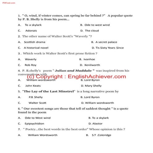 Romanticism test 3 pdf w | PDF