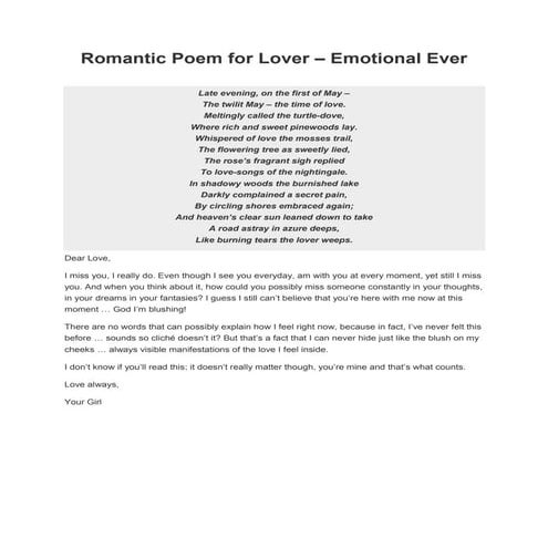 Romantic poem for lover | PDF