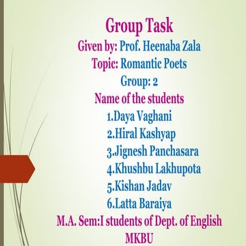 Group task Romantic poets | PPT