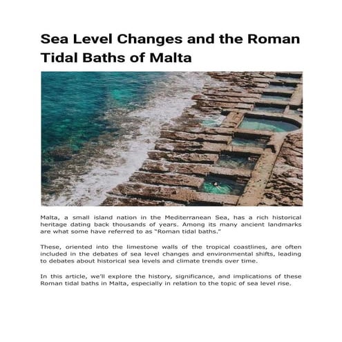 Sea Level Changes and the Roman Tidal Baths of Malta | PDF