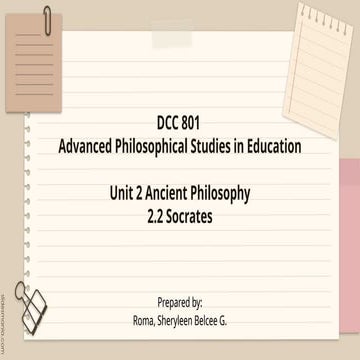 Advanced Philosophical Studies in Education: Socrates | PPTX