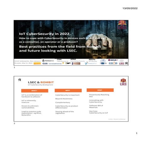 Rombit LSEC IoTSecurity IoTSBOM CyberSec Europe 2022 | PDF