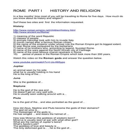 Rome history and religion treasure hunt | DOC