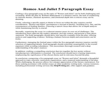 Romeo And Juliet Essay Conclusion. Romeo and Juliet conflicts essay ...