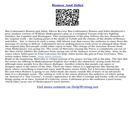 Romeo And Juliet English Essay | PDF