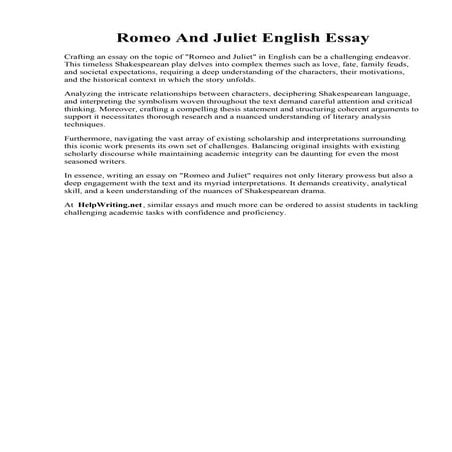 Romeo And Juliet English Essay | PDF