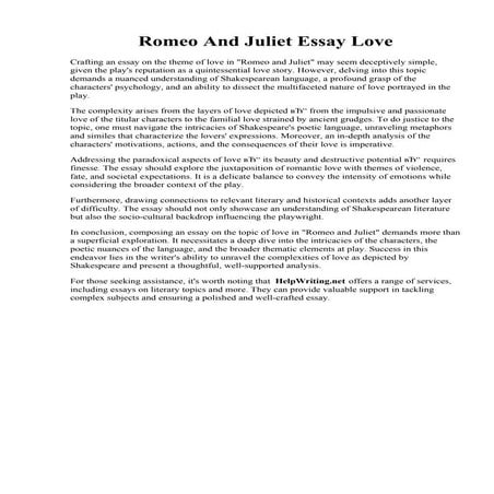 Romeo And Juliet Essay Love. Relationships in romeo and juliet essay ...
