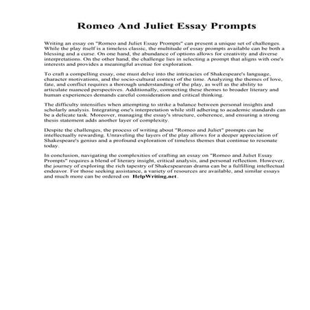 Romeo And Juliet Essay Prompts.pdf | Books and Literature
