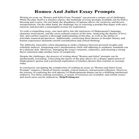Romeo And Juliet Essay Prompts | PDF | Chemistry | Science