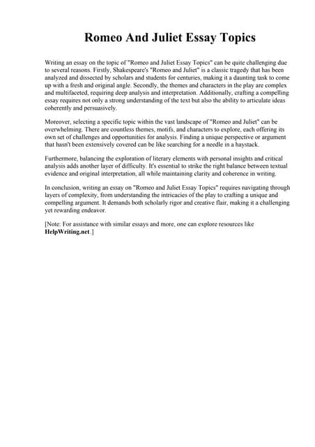 Romeo And Juliet 5 Paragraph Essay.pdf | Education