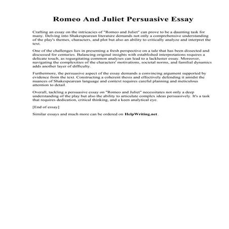 Romeo And Juliet English Essay | PDF