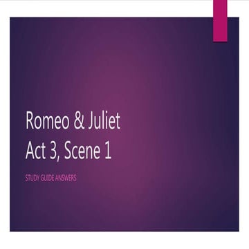 Romeo & Juliet, Act 3, Scene 1 | PPTX