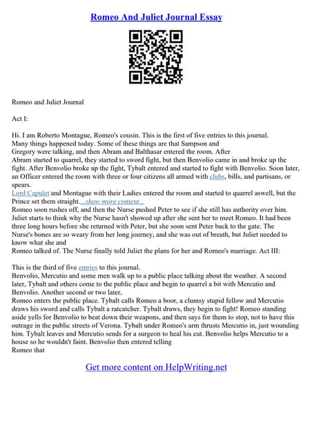 Romeo And Juliet Introduction Essay | PDF