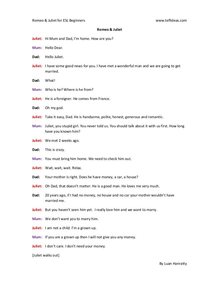 Romeo & Juliet for ESL Beginners - Script