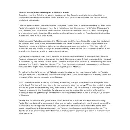 Romeo and Juliet Plot Timeline | DOC