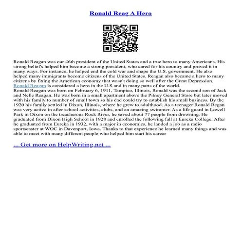 Ronald Reag A Hero | PDF