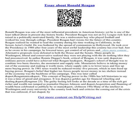 Ronald Reagan Essay | PDF