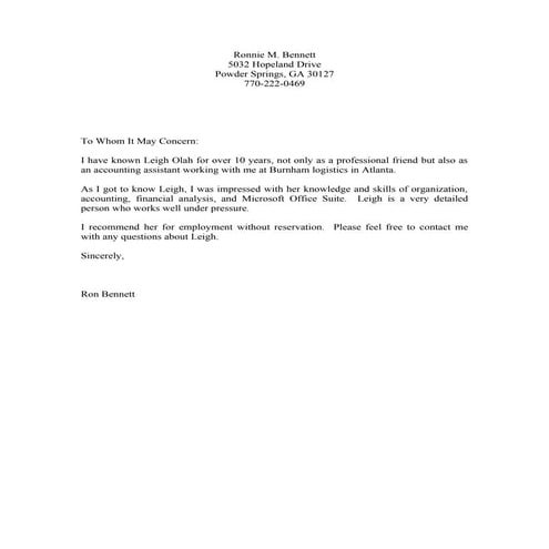 Ron Bennett Reference Ltr | DOC