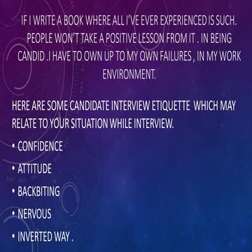 topic candidate interview etiquette which may relate to you | PPT