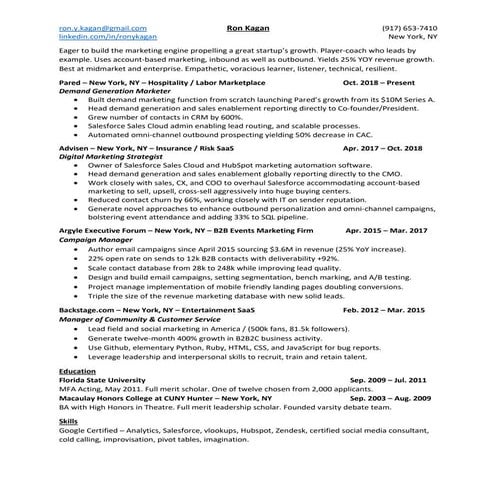 Ron Kagan - Resume - Marketer | PDF