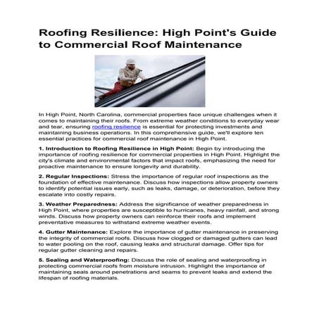 Roofing Resilience High Point's Guide to Commercial Roof Maintenance.docx