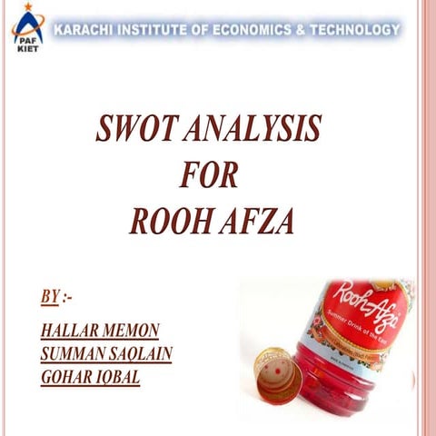 Rooh afza by hallar summan gohar | PPTX