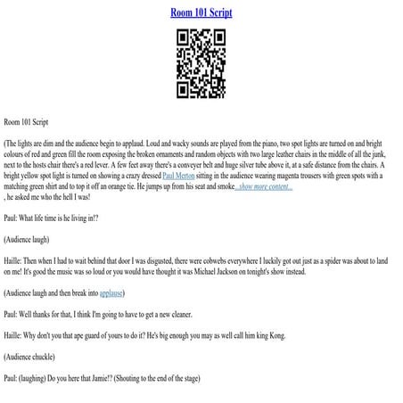 Room 101 Script | PPT