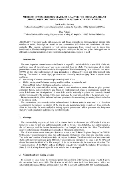 Design of Bord and Pillar method in coal mines | PPTX