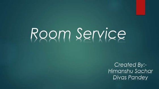 Sequence of Service Room Service | PPT