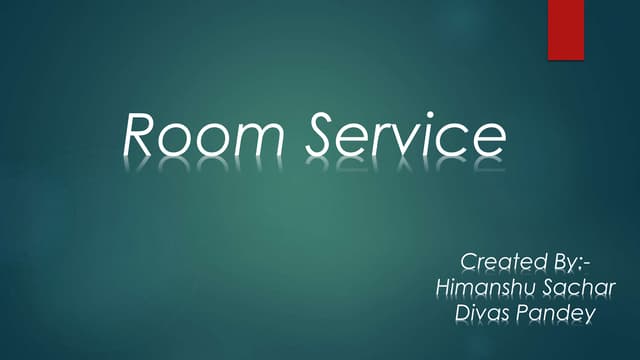 Sequence of Service Room Service | PPT