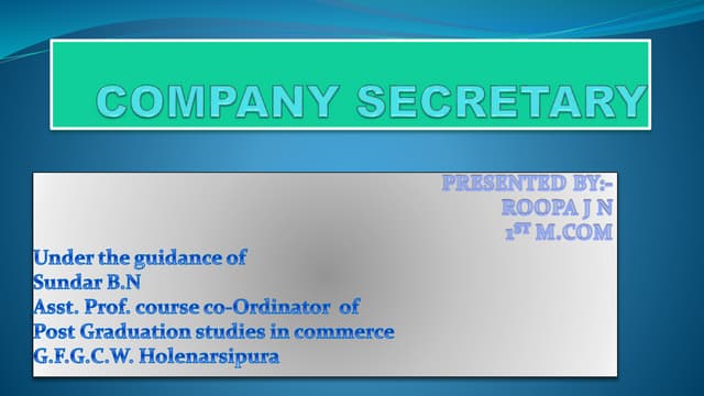 Duties of company secretary | PPTX