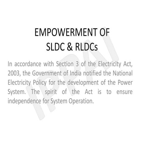 EMPOWERMENT OF SLDC & RLDCs | PDF