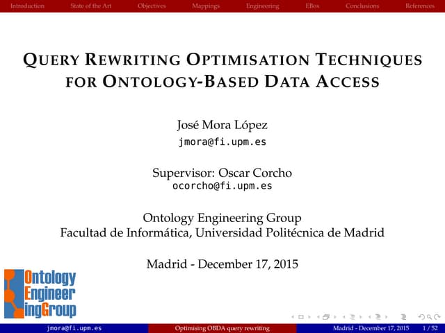 Query Rewriting Optimisation Techniques For Ontology Based Data Access Ppt