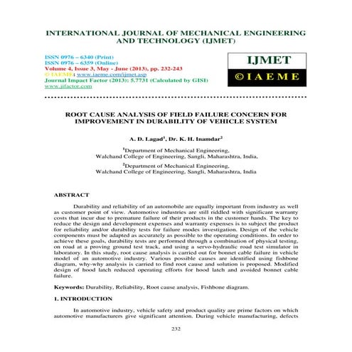 Root cause analysis of field failure concern for improvement | PDF
