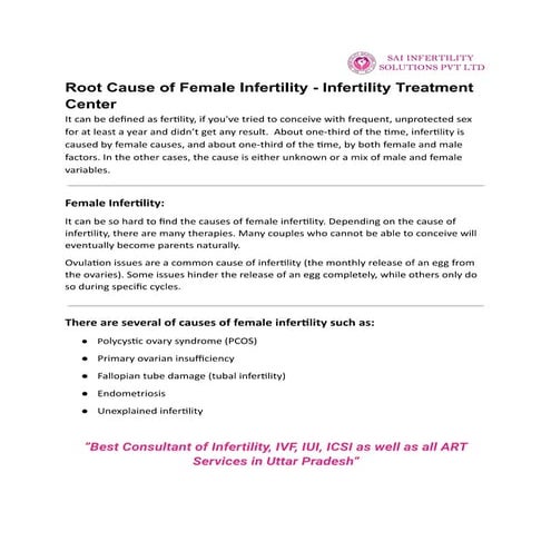 Female Infertility Treatment Specialist | PDF
