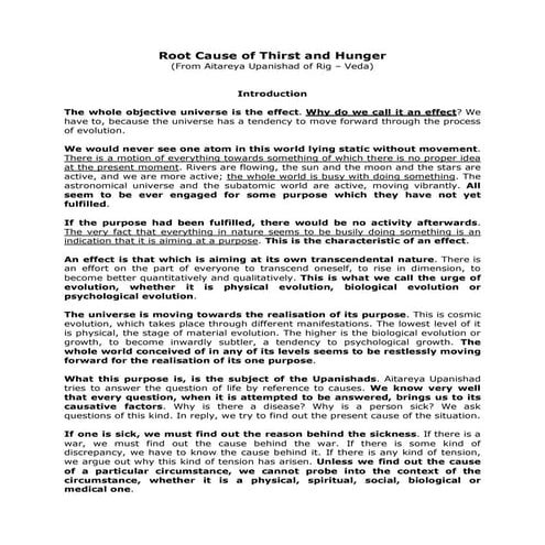 Root Cause of Hunger and Thirst | PDF
