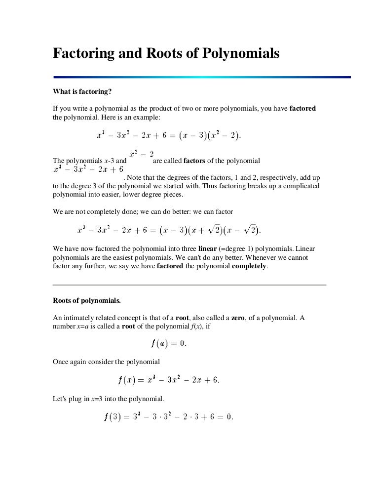 Roots of polynomials