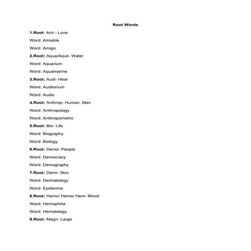 Root Words | DOCX