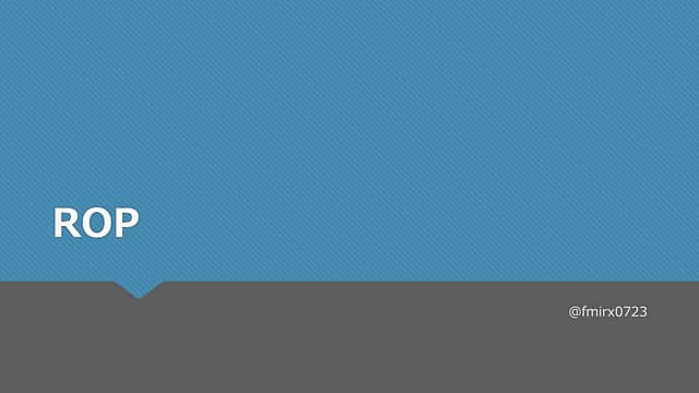 Return Oriented Programming Pptx