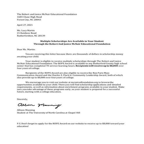 ROPE Award Direct Mail | PDF